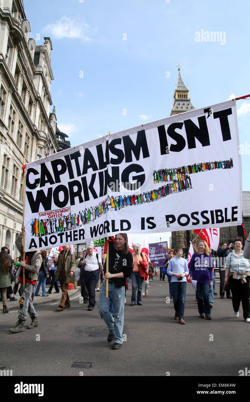 Capitalism Isn't working banner at Westminster during Welfare State ...