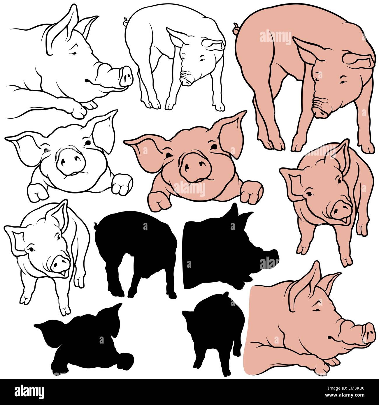 Pig hand drawn clipart hi-res stock photography and images - Alamy