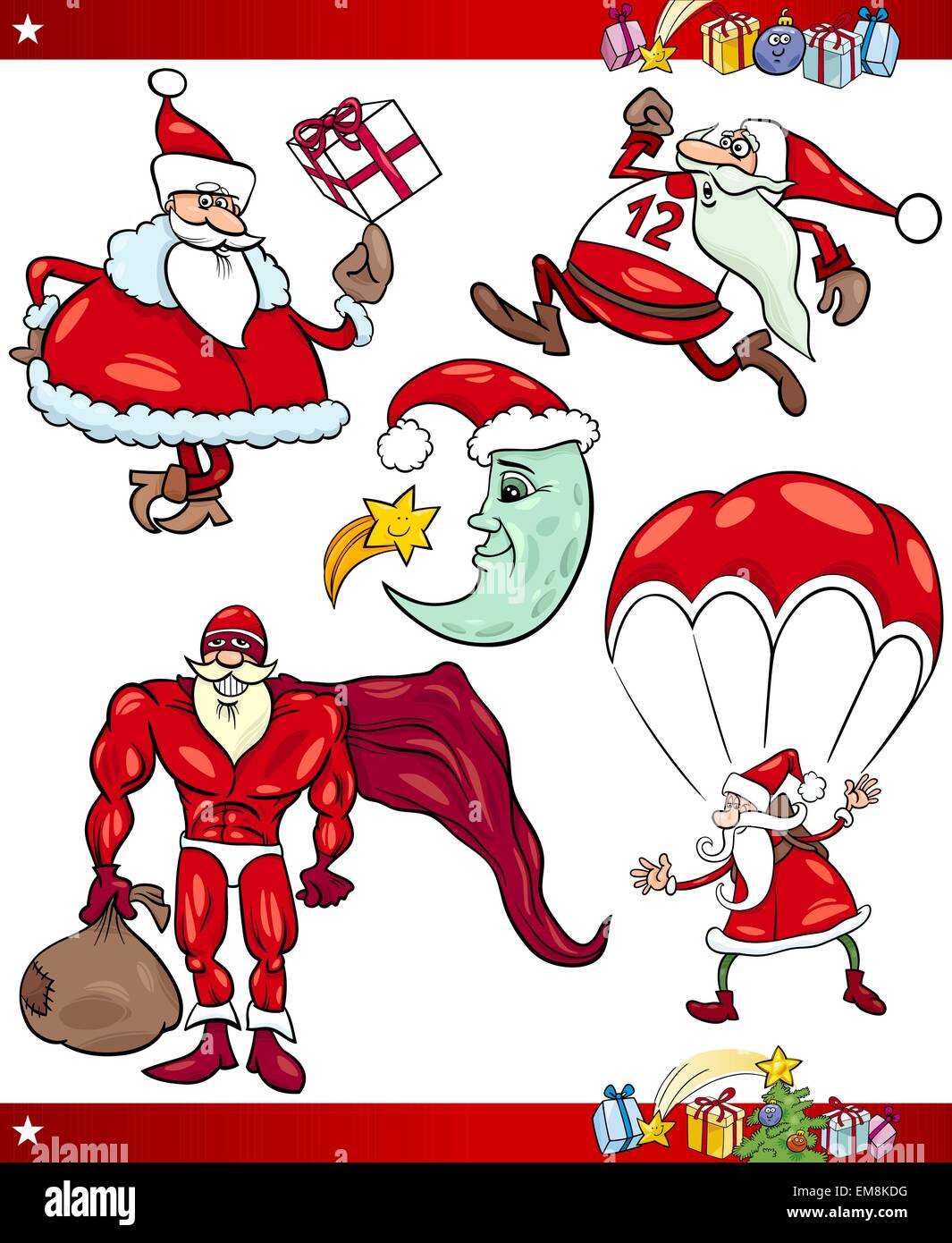 Santa and Christmas Cartoon Set Stock Vector Image & Art - Alamy