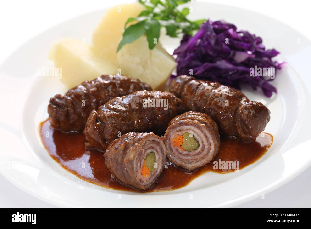 rinderrouladen, beef olive, German beef roll Stock Photo - Alamy