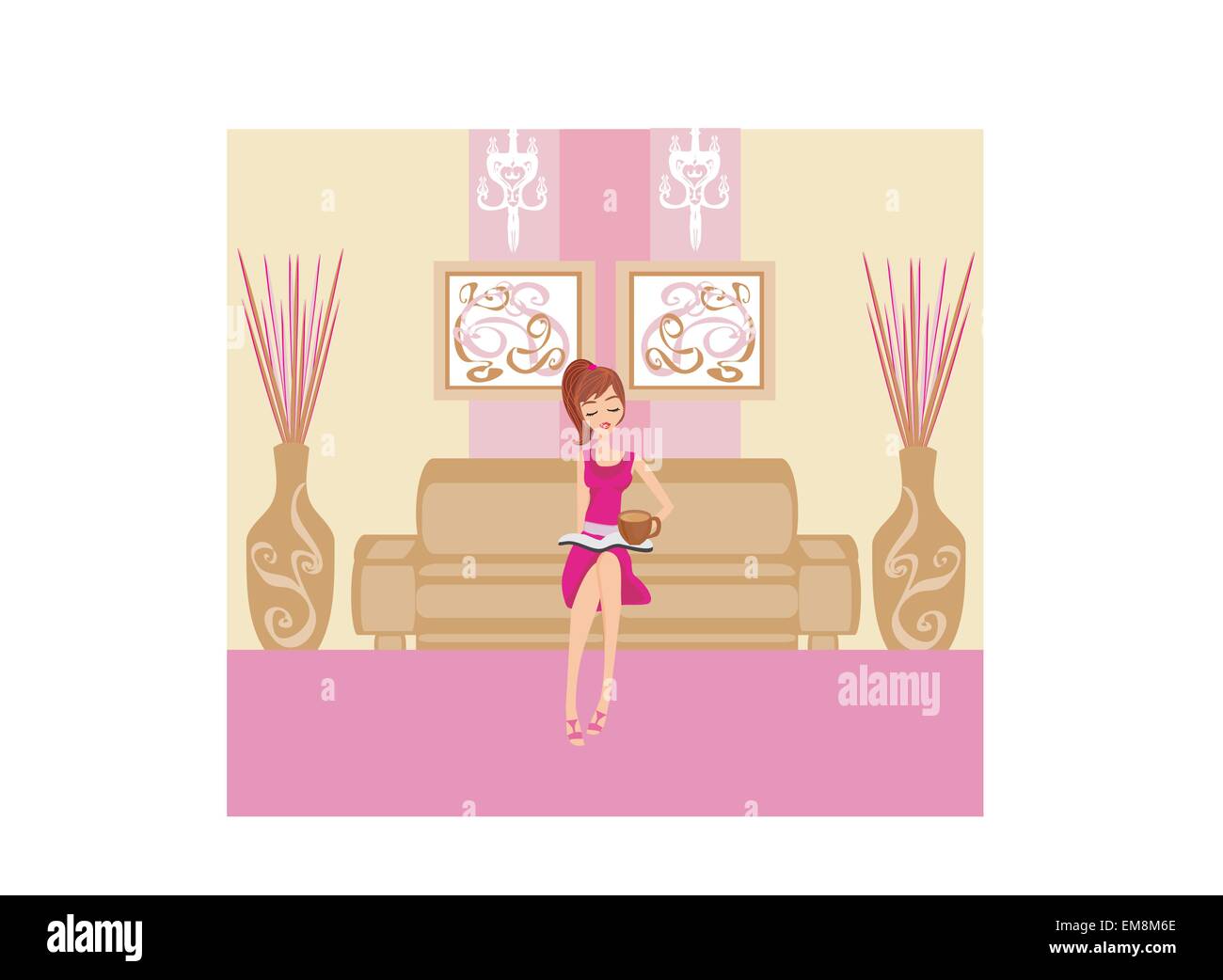 Woman reading a book at home Cut Out Stock Images & Pictures - Alamy