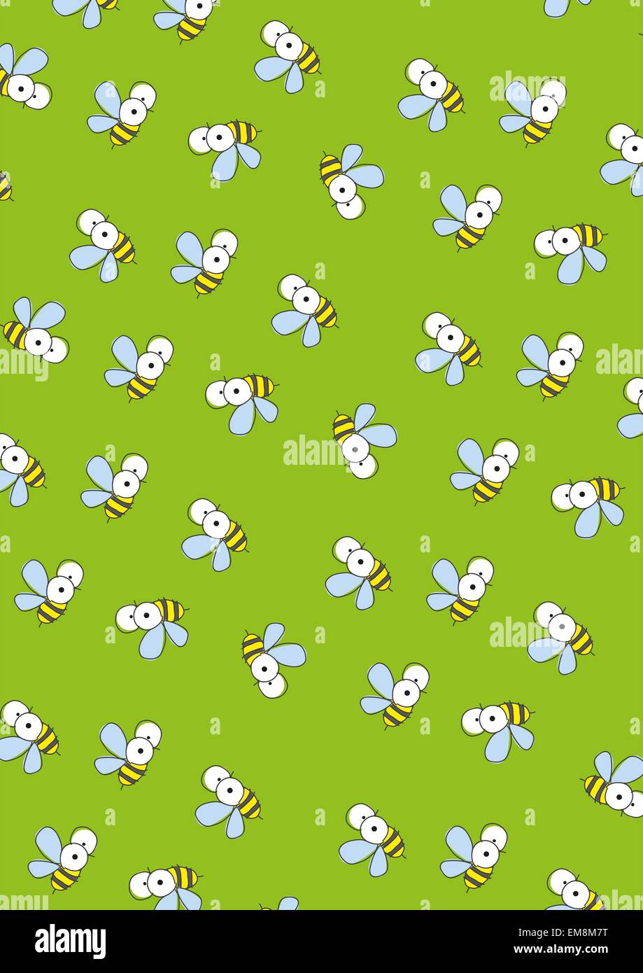 Seamless pattern green bees Stock Vector Images - Alamy