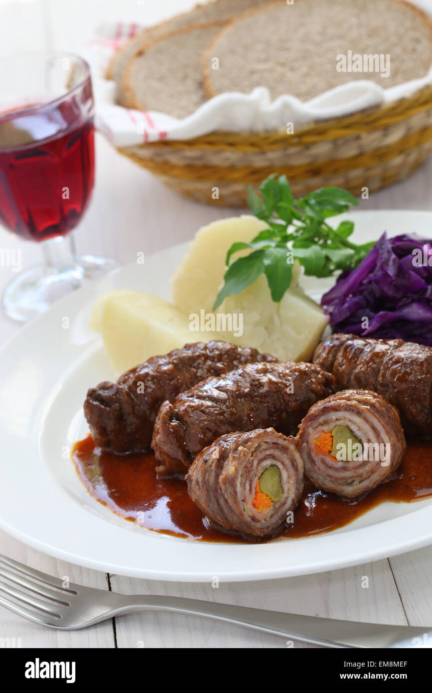 rinderrouladen, beef olive, German beef roll Stock Photo - Alamy