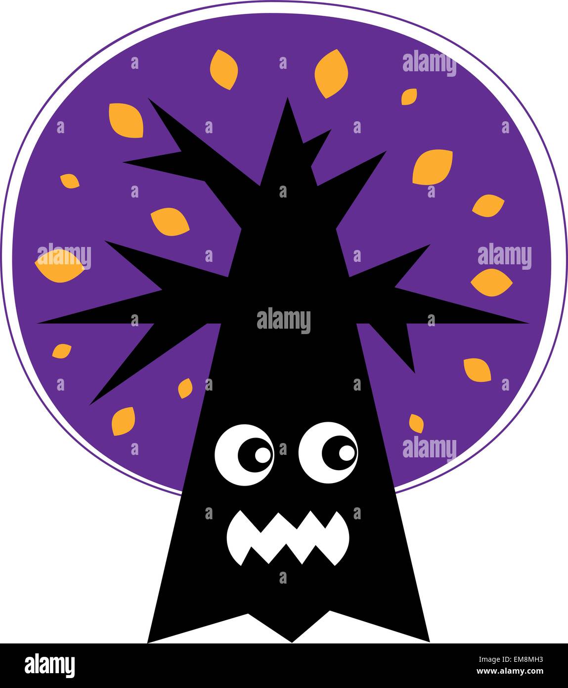 Cute Angry Halloween tree isolated on white Stock Vector Image & Art ...