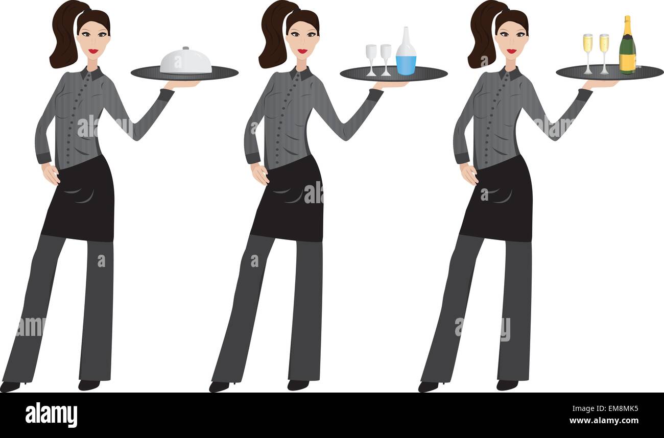 Beautiful young waitress serving coffee Stock Vector Images - Alamy
