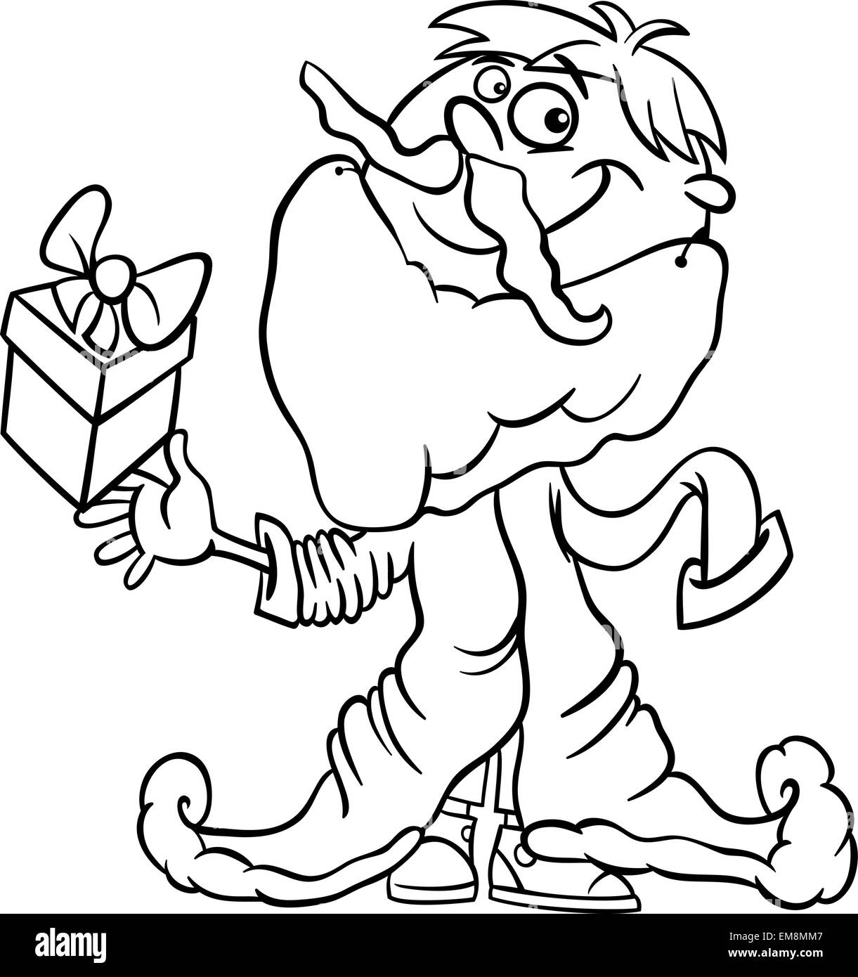 kid santa cartoon coloring page Stock Vector Image & Art - Alamy