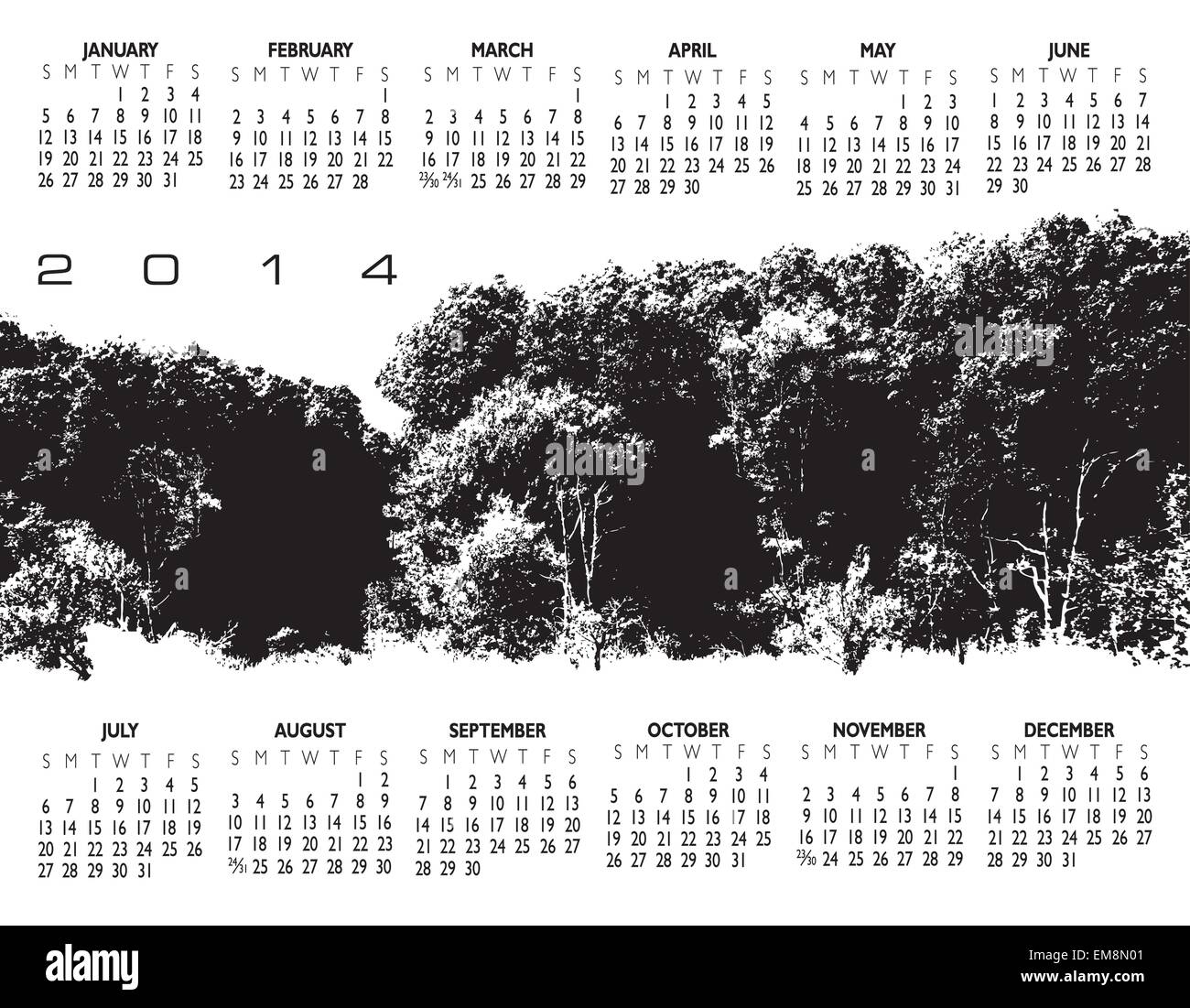 2014 Creative Woods Calendar Stock Vector Image & Art - Alamy