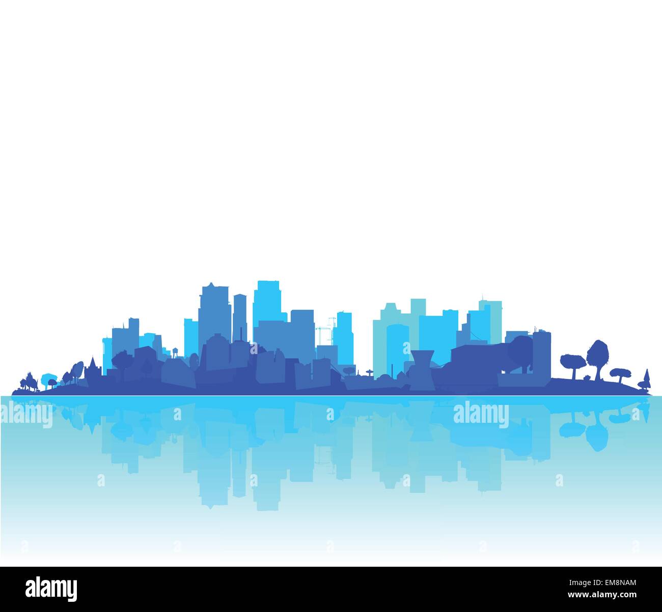 Blue City Reflections Stock Vector Image & Art - Alamy
