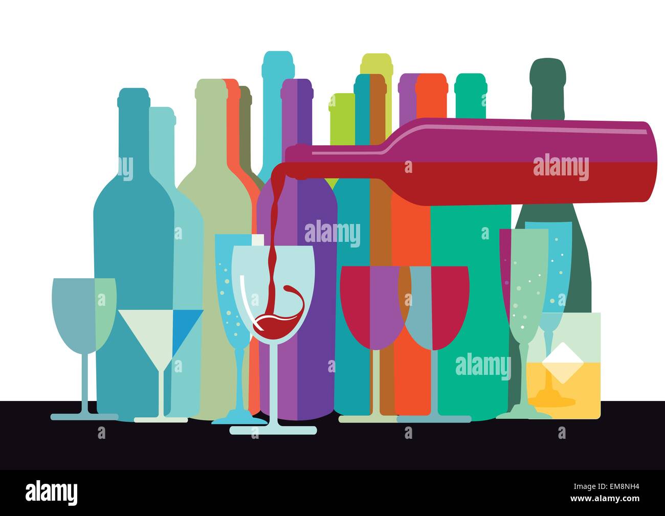 Bottles glasses white wine hi-res stock photography and images - Alamy