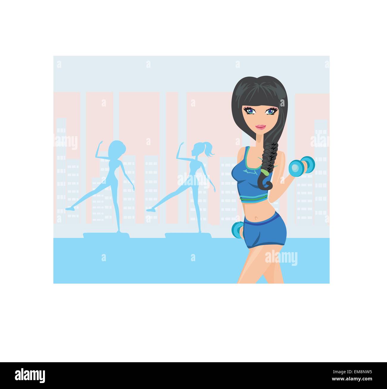 Young woman exercising in gym Stock Vector Images - Alamy