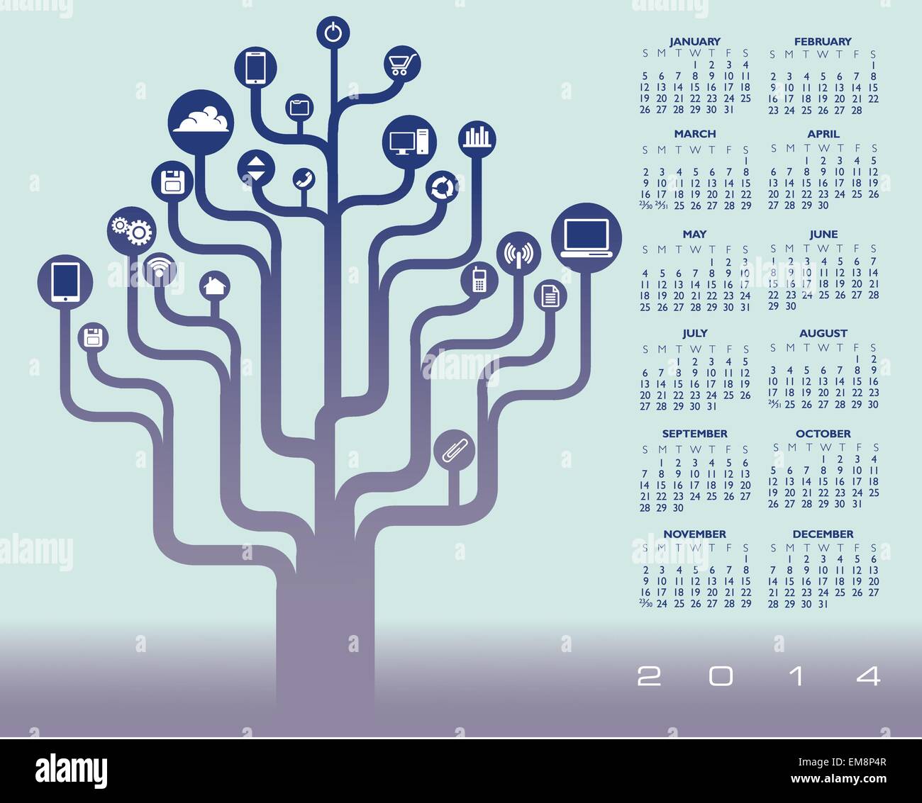 2014 Creative Calendar for Print or Web Stock Vector Image & Art - Alamy