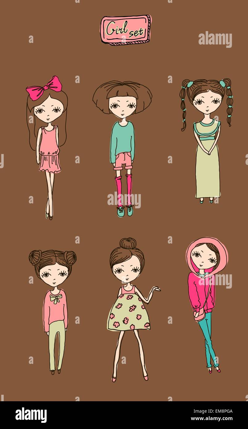 Set of teenage vector girls Stock Vector Image & Art - Alamy