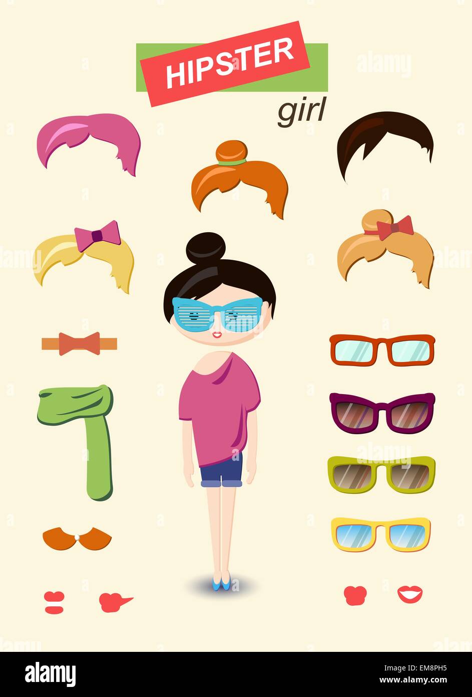 Hipster Girl Fashion Set Stock Vector Image And Art Alamy