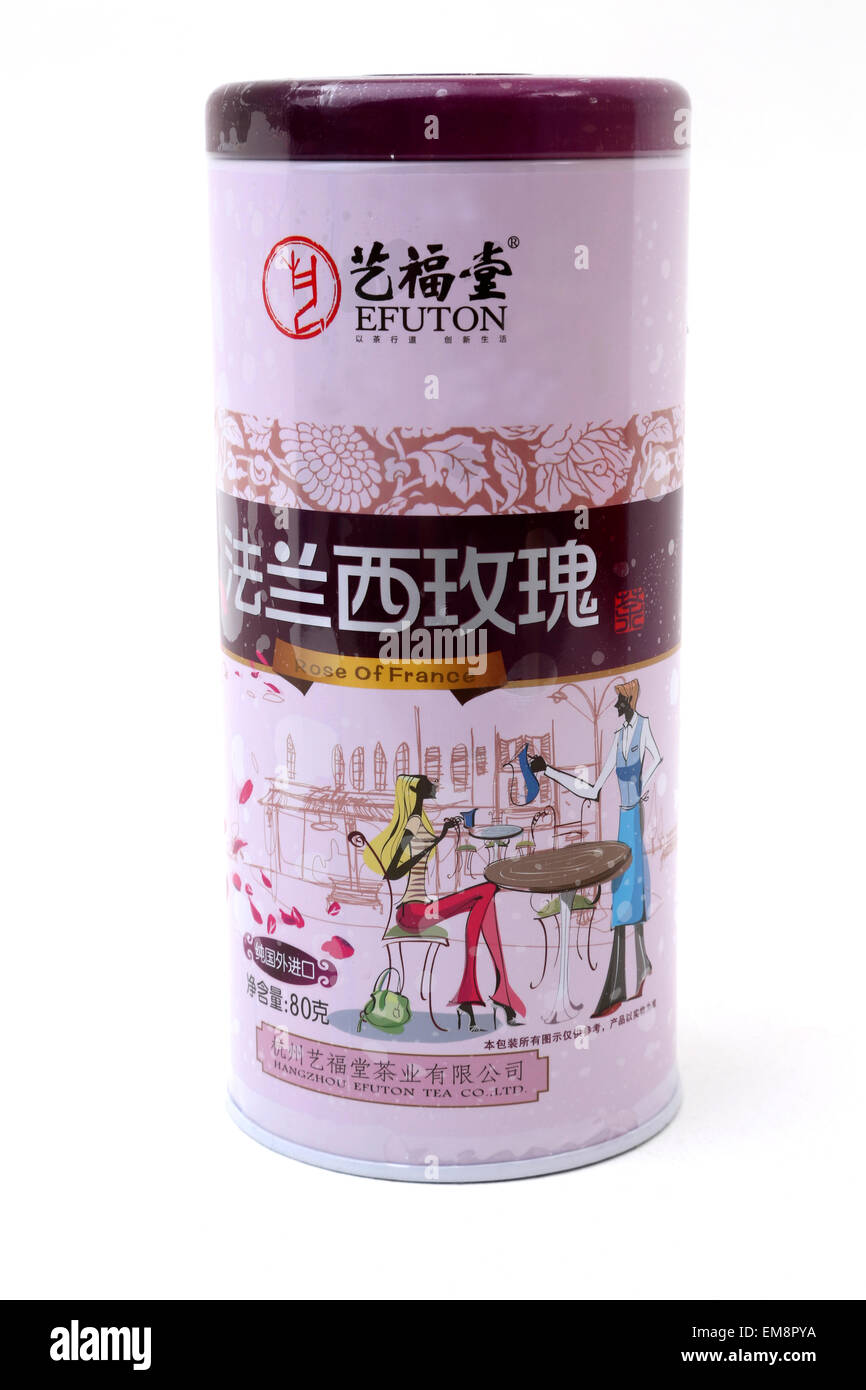Tin Of Hangzhou Efuton Tea Rose Of France Stock Photo - Alamy
