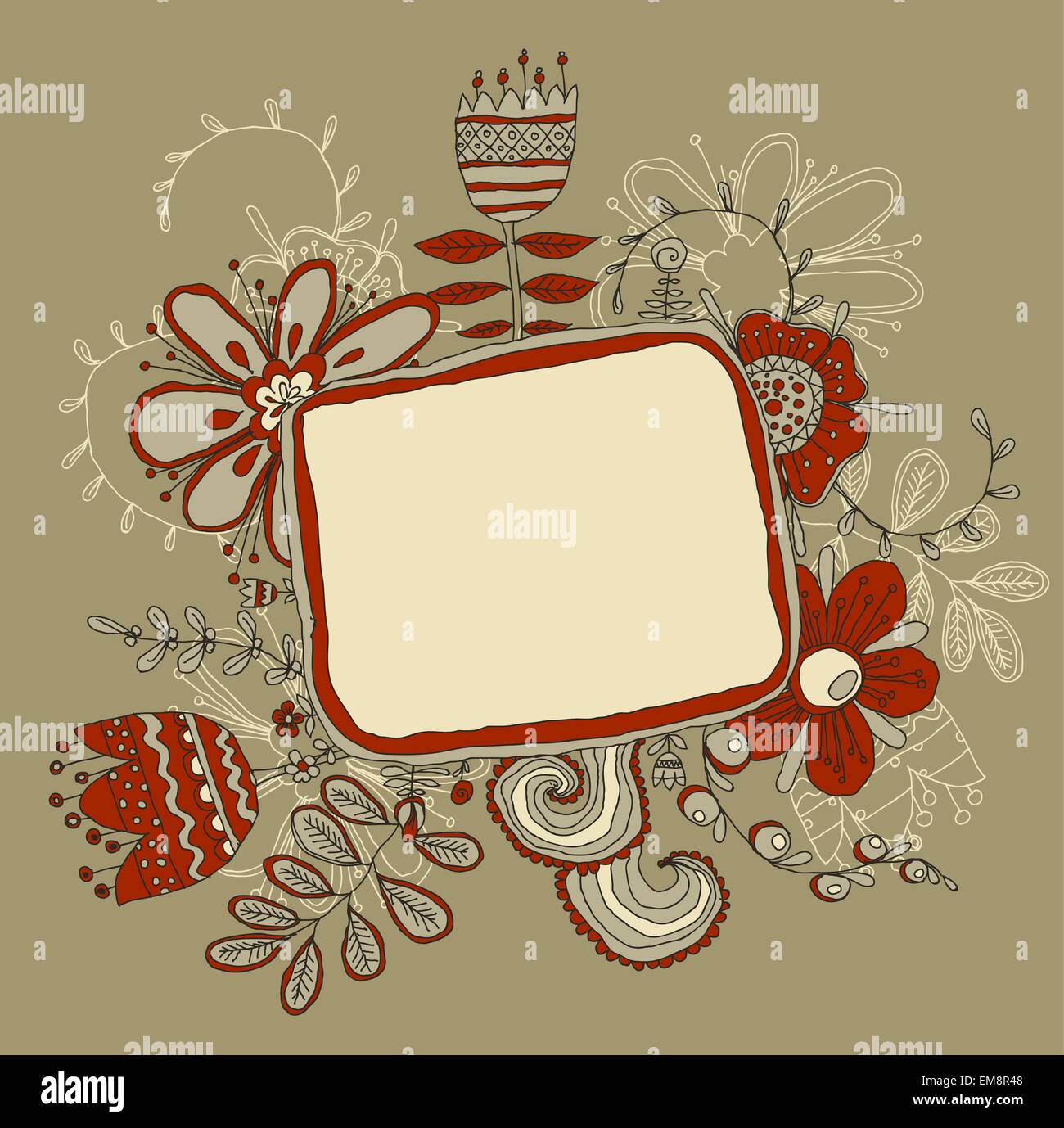 Retro floral background, frame with flowers Stock Vector Image & Art ...