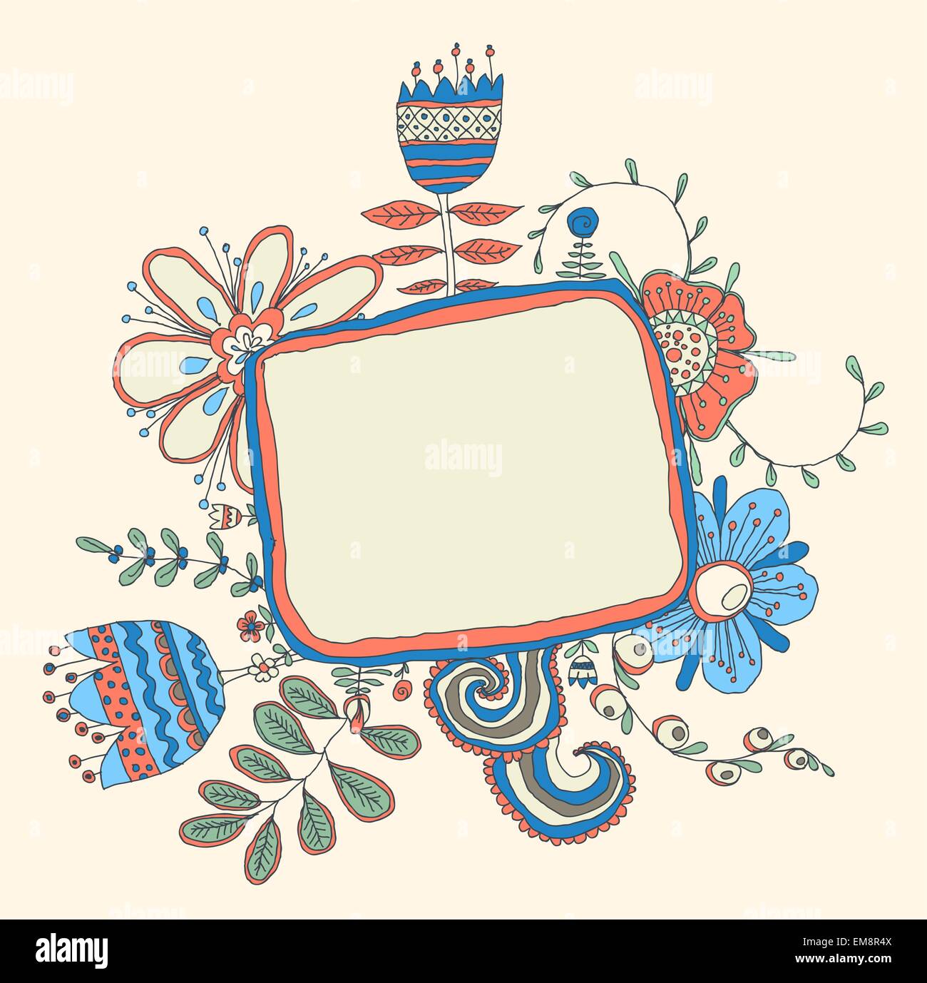 Retro floral background, frame with flowers Stock Vector Image & Art ...