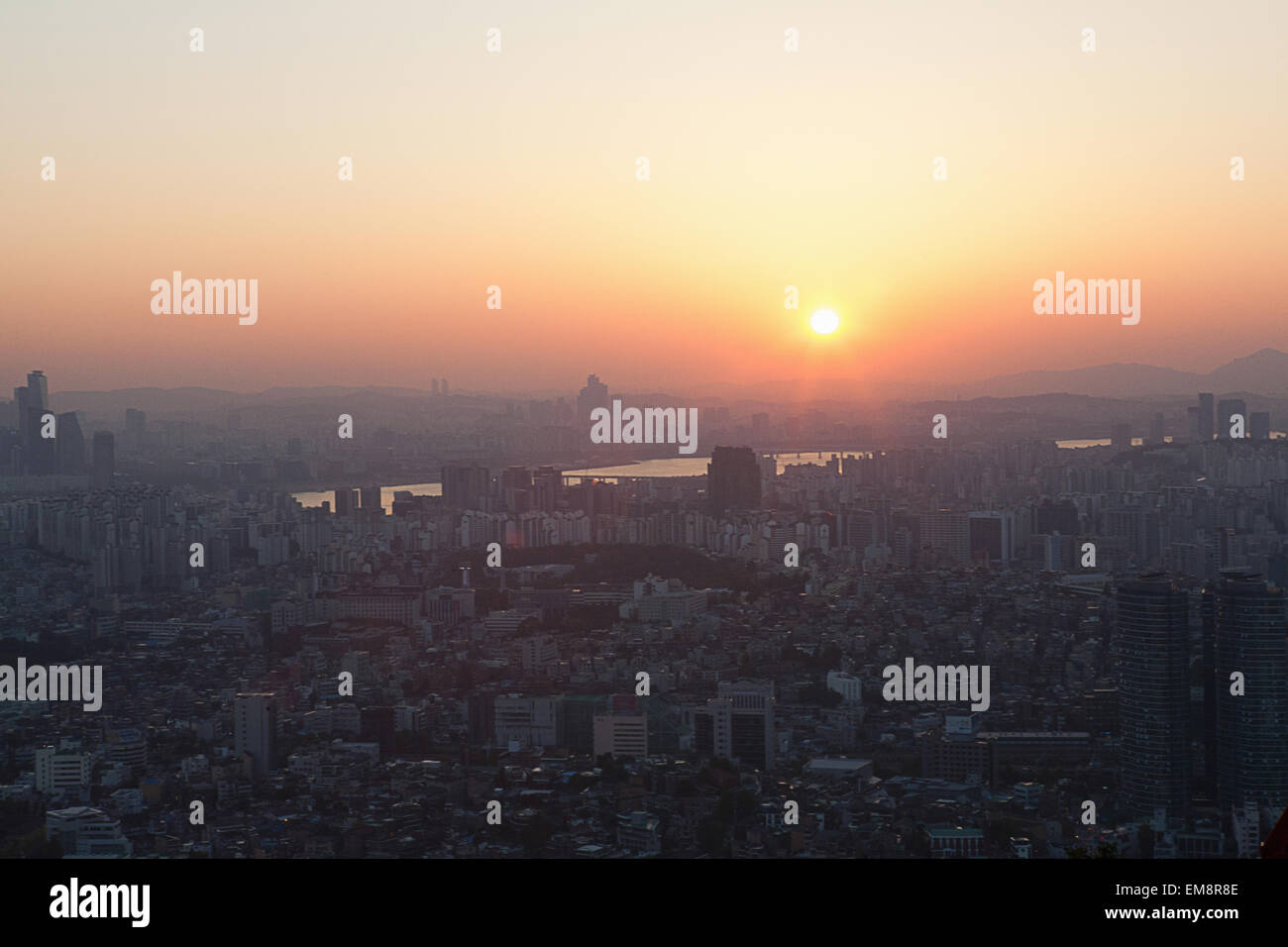 Elevated, sunset view of Seoul city, Korea Stock Photo - Alamy