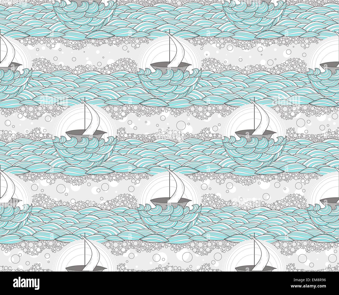 Seamless boat and sea pattern. Cute background for children Stock ...