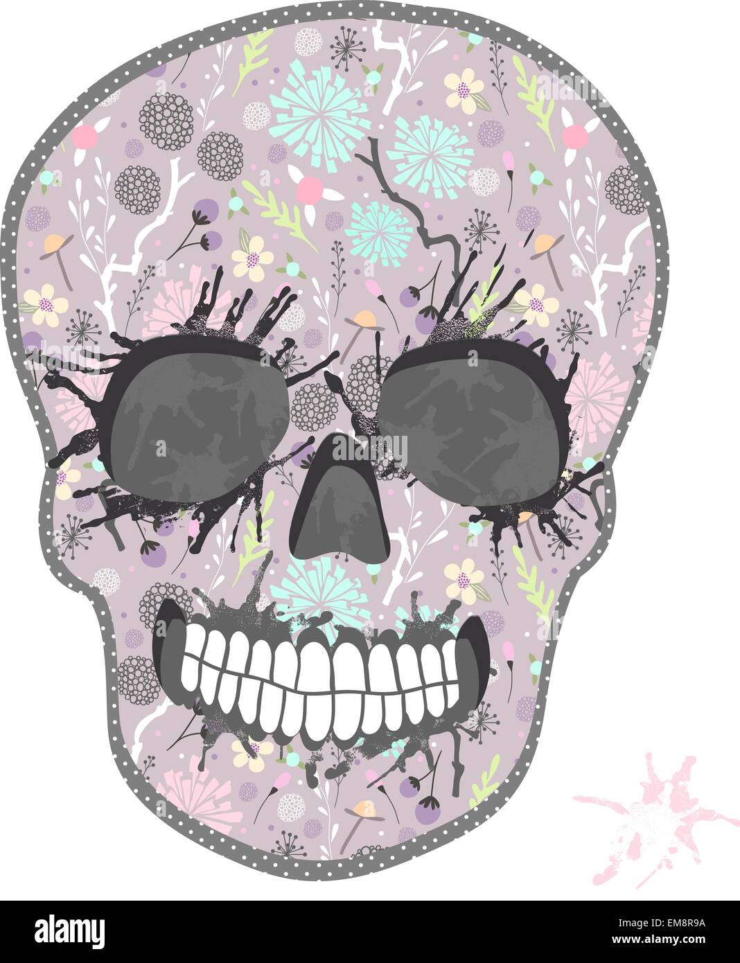 Cute skull with floral pattern. Skull from flowers Stock Vector Image ...