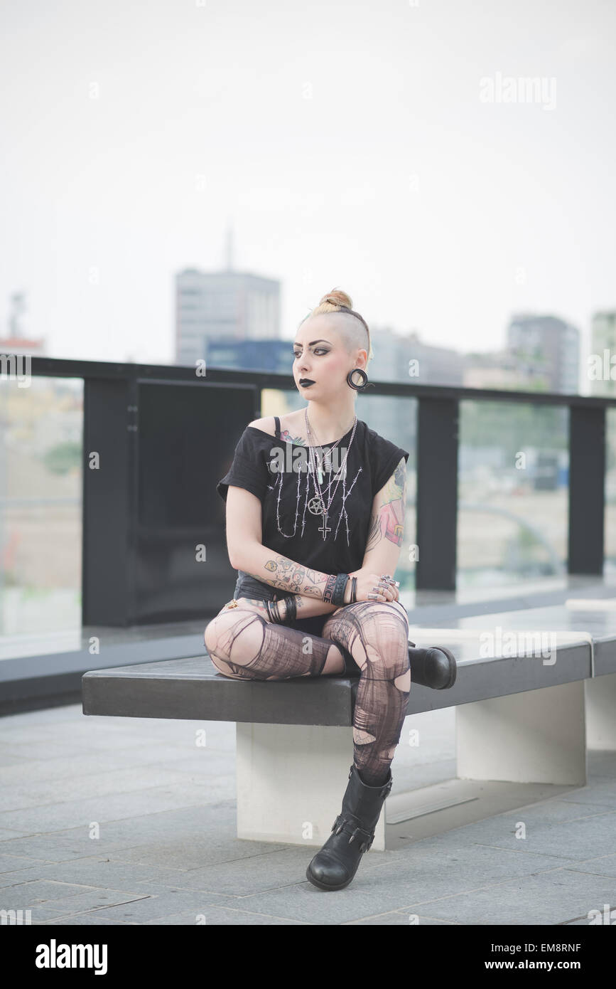 Tattooed and pierced woman hi-res stock photography and images - Alamy