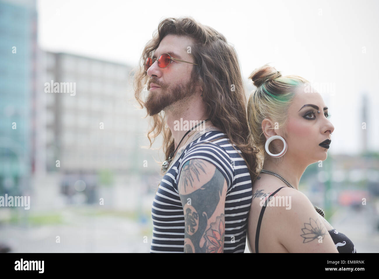 Back view young female punk hi-res stock photography and images - Alamy