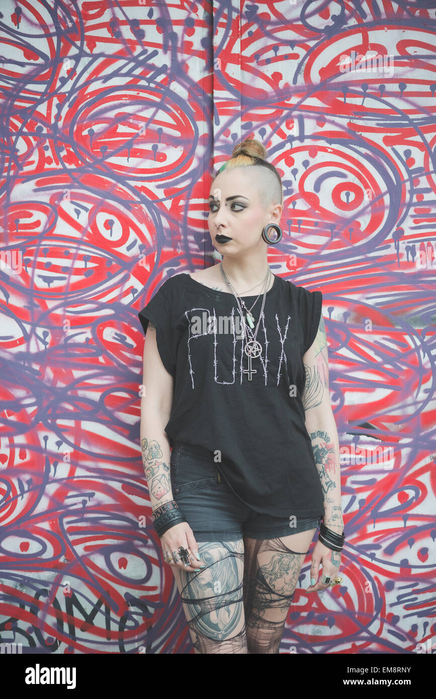 Portrait young female punk nose hi-res stock photography and images - Alamy