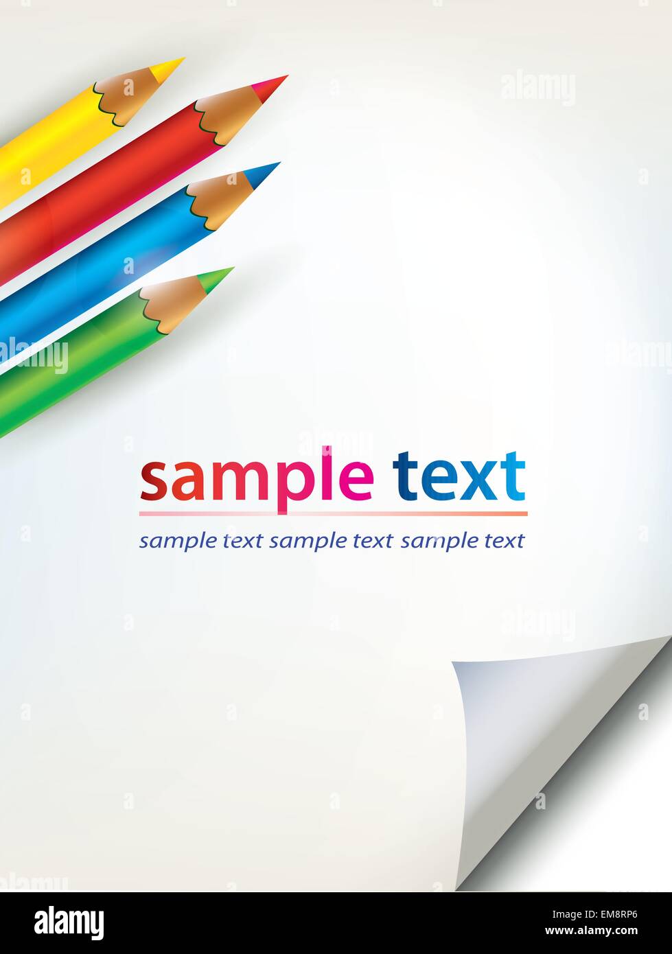 paper sheet withthe corner and colored penciles Stock Vector Image ...