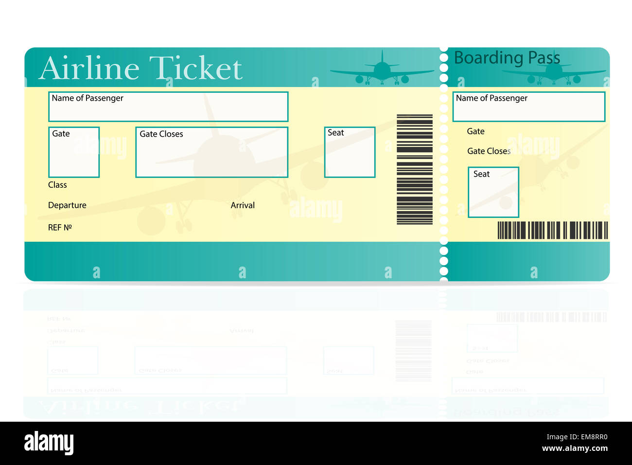 airline ticket illustration isolated on white background Stock Photo ...