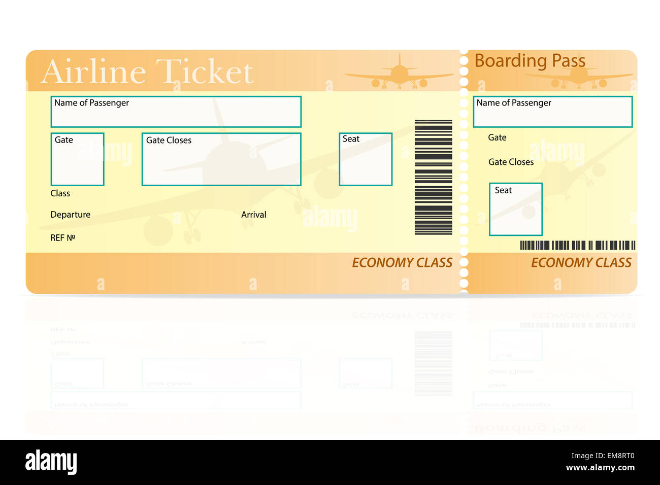 airline ticket economy class illustration isolated on white background ...