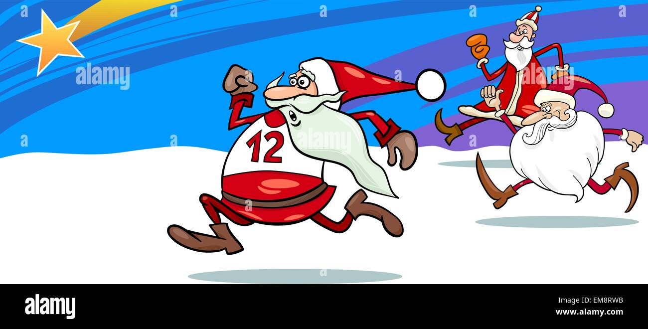 running santa greeting card cartoon Stock Vector Image & Art - Alamy