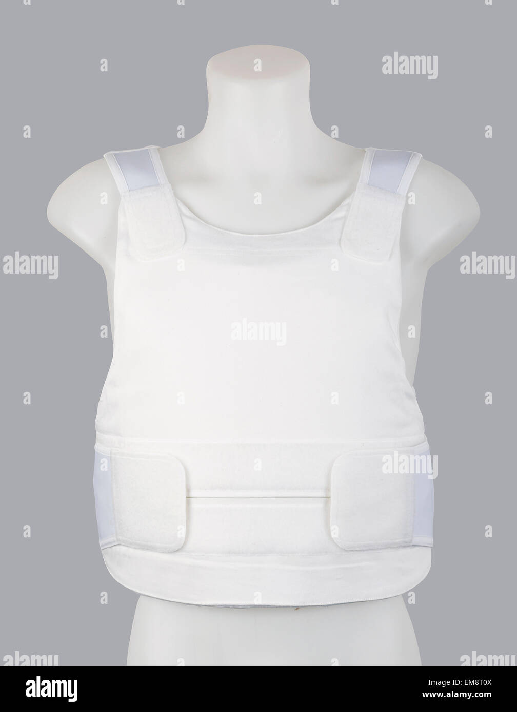 Men's protective bulletproof white vest, body armor covers Stock Photo ...
