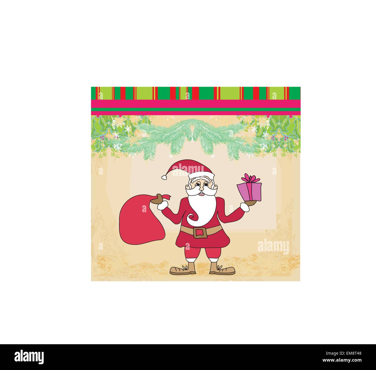 Funny card santa claus vintage paper texture background Stock Vector ...