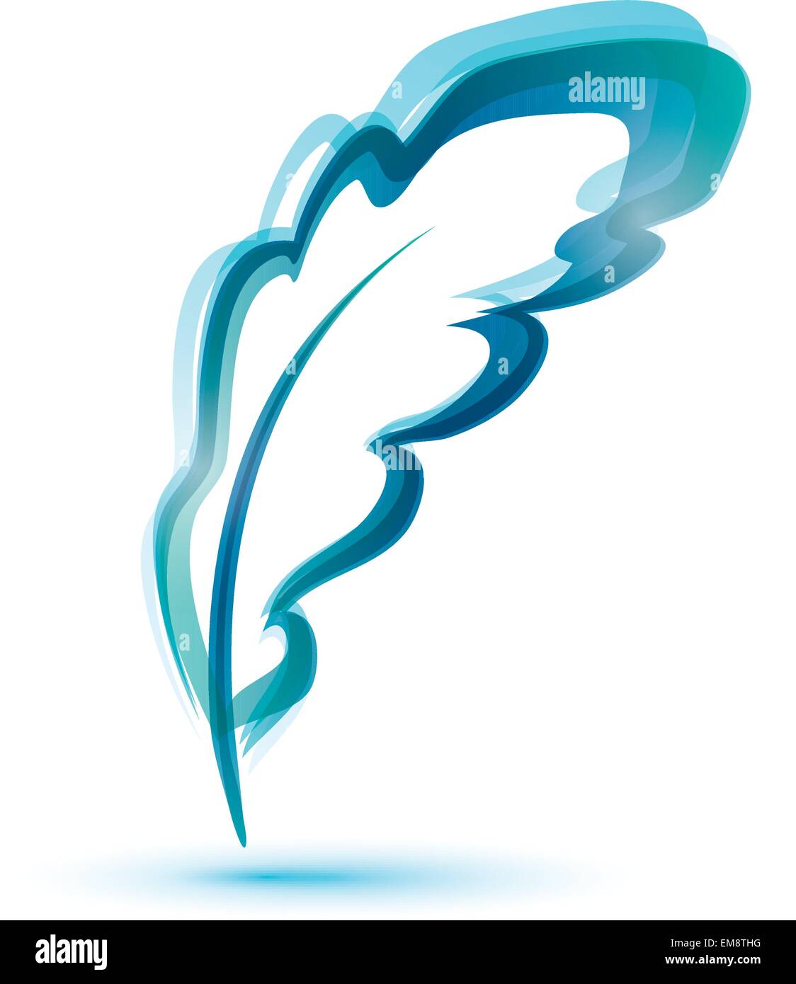 Abstract symbol of blue writing feather Stock Vector Image & Art - Alamy