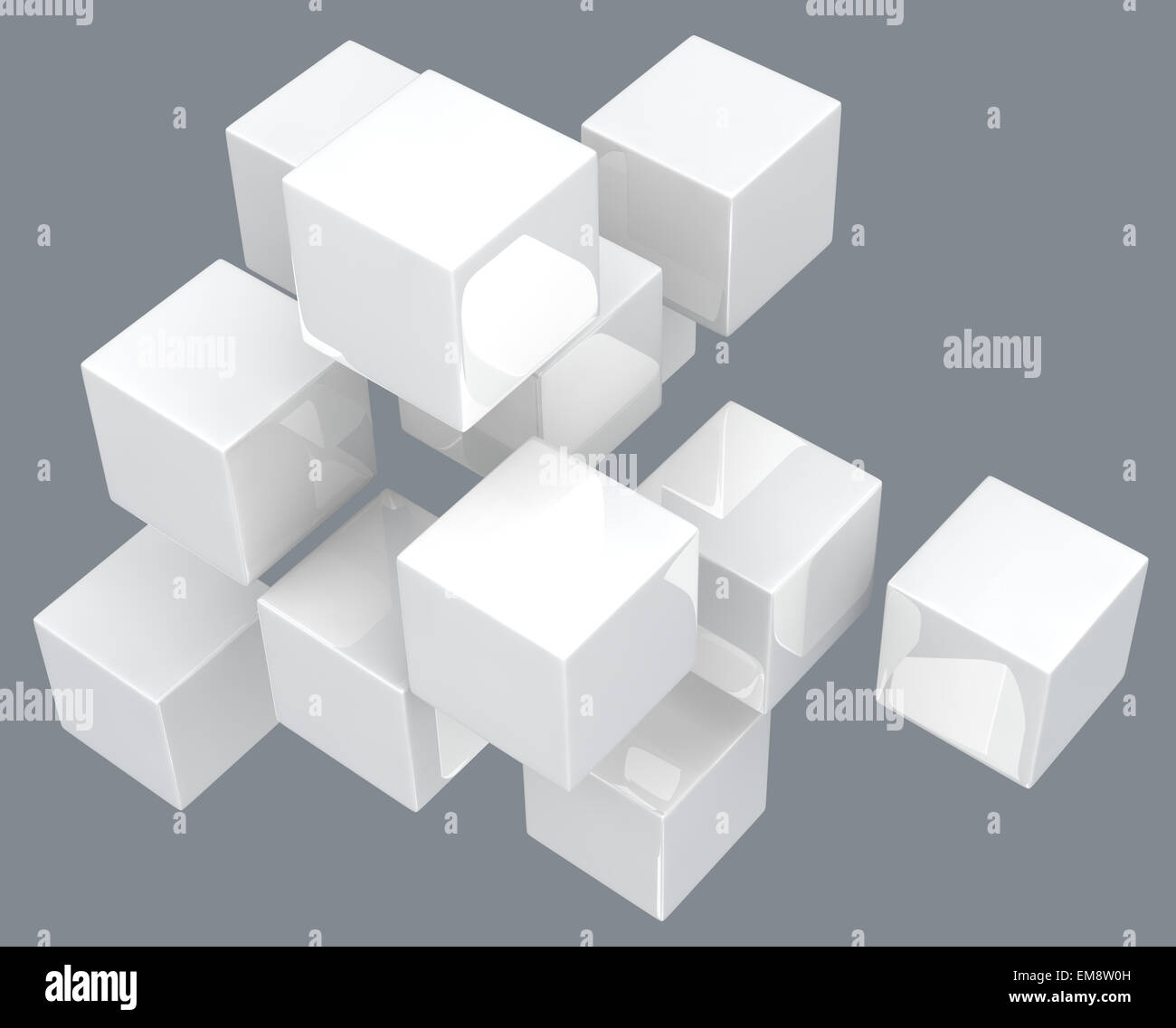 white cubes on gray background Stock Photo - Alamy