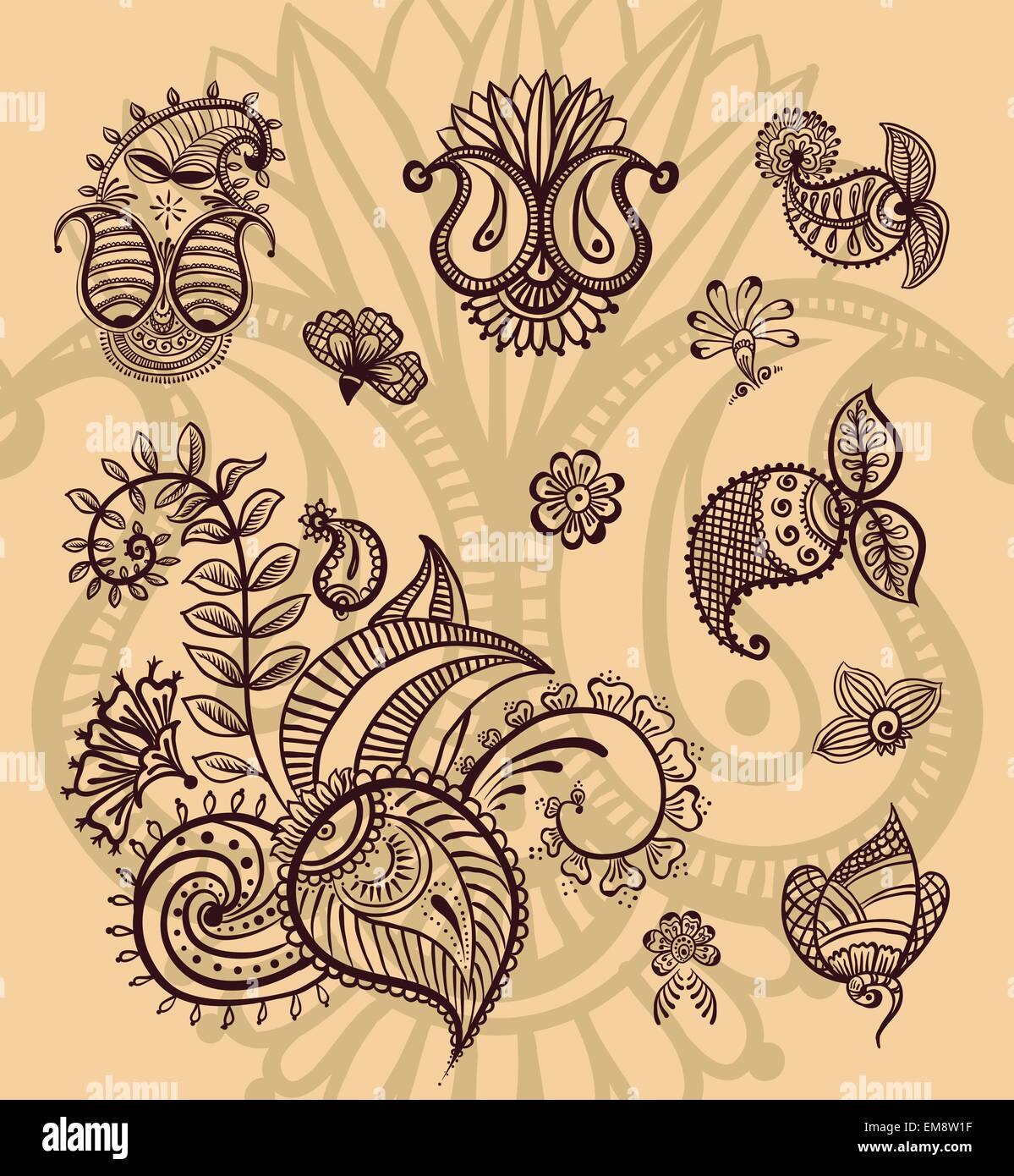 Vector set floral design Stock Vector Images - Alamy