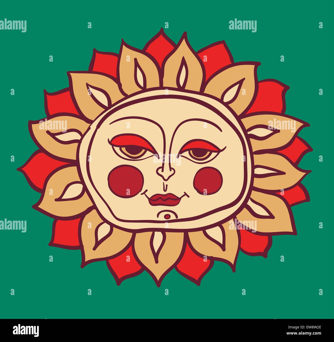 Old sun face yellow Stock Vector Images - Alamy