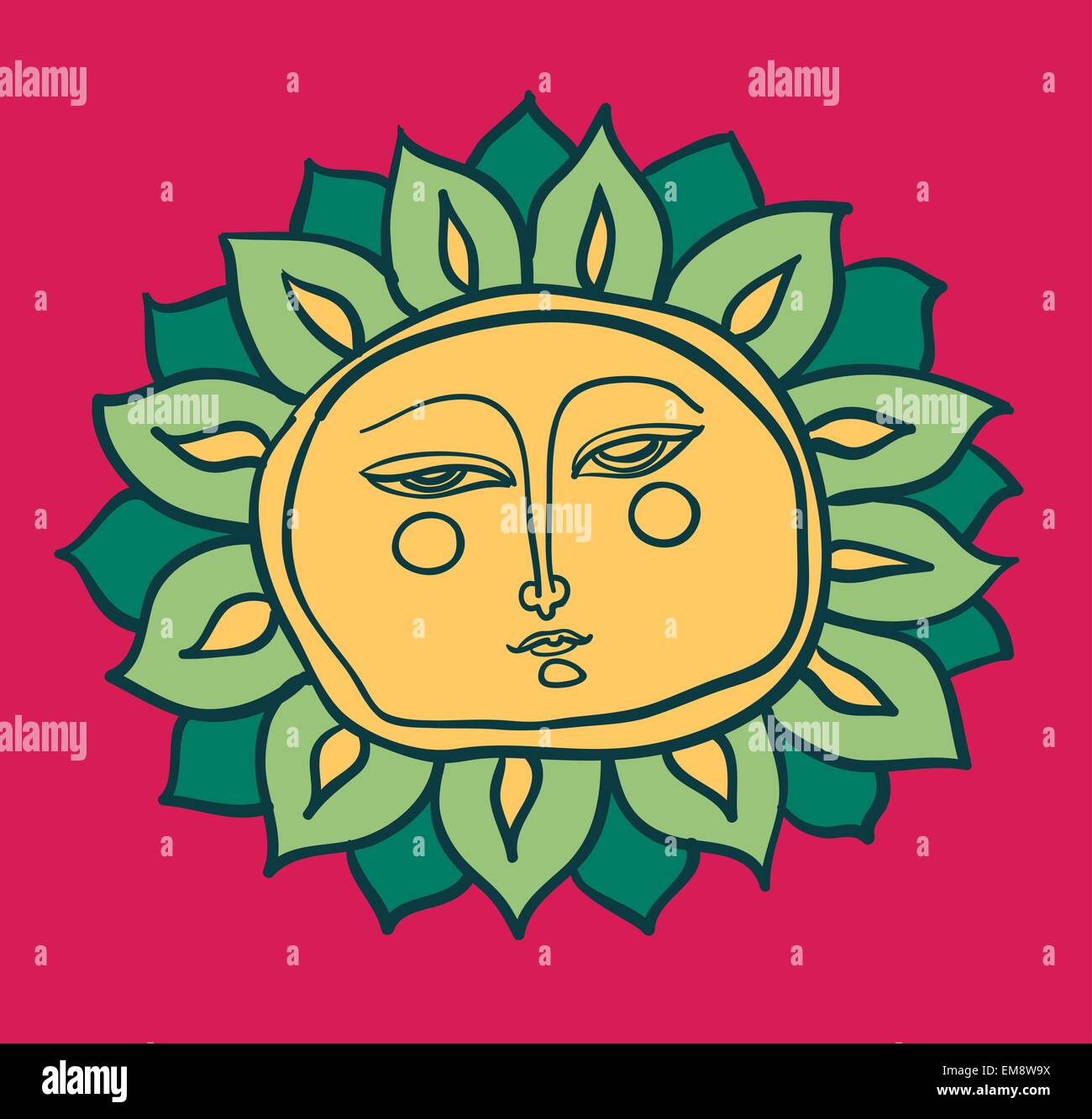 Old sun face yellow Stock Vector Images - Alamy