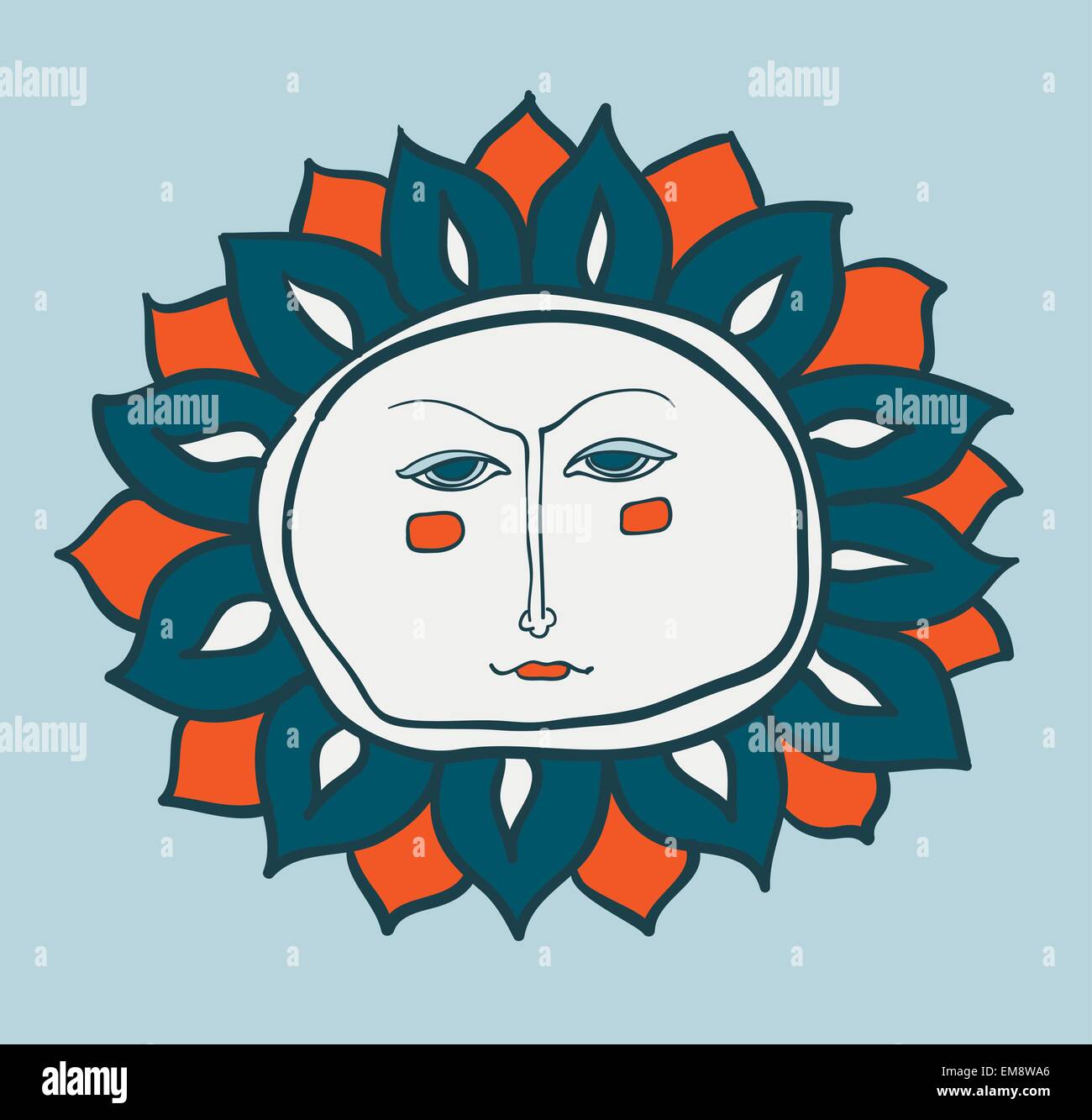 Old sun face yellow Stock Vector Images - Alamy
