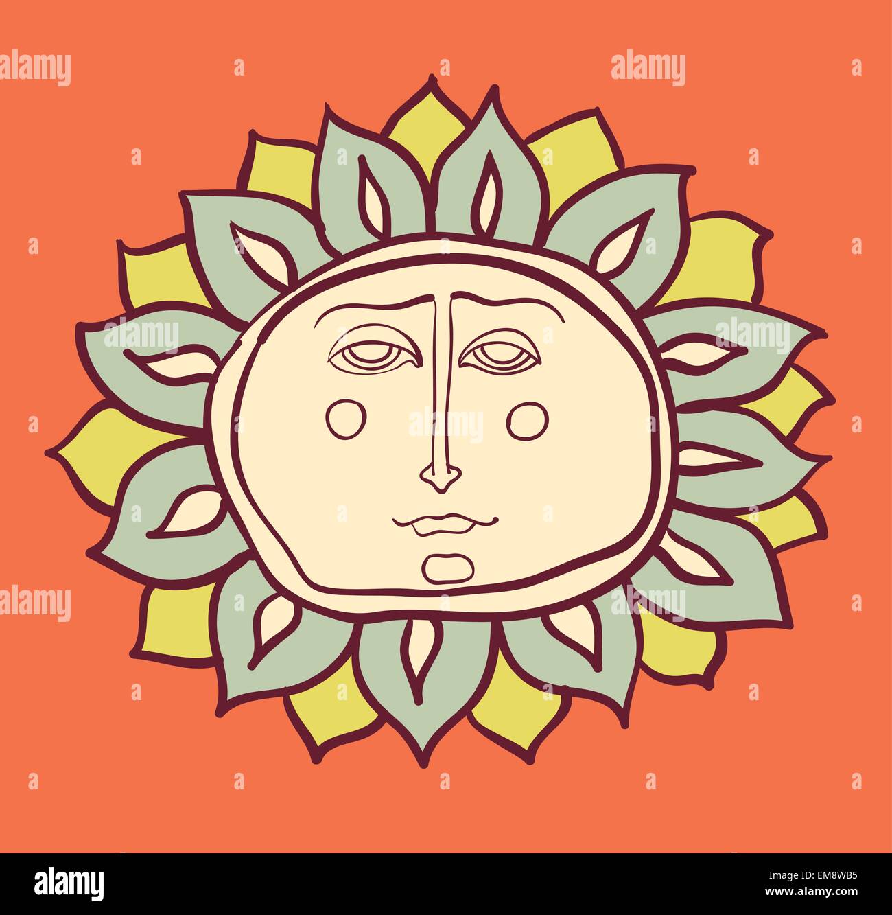 Old sun face yellow Stock Vector Images - Alamy