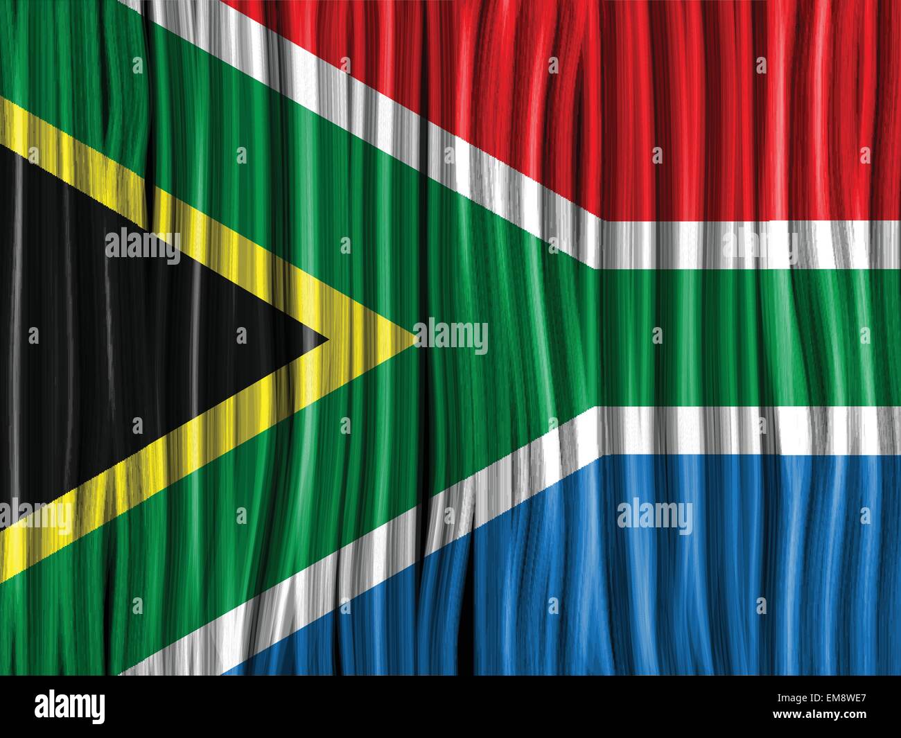 South Africa Flag Wave Fabric Texture Background Stock Vector Image