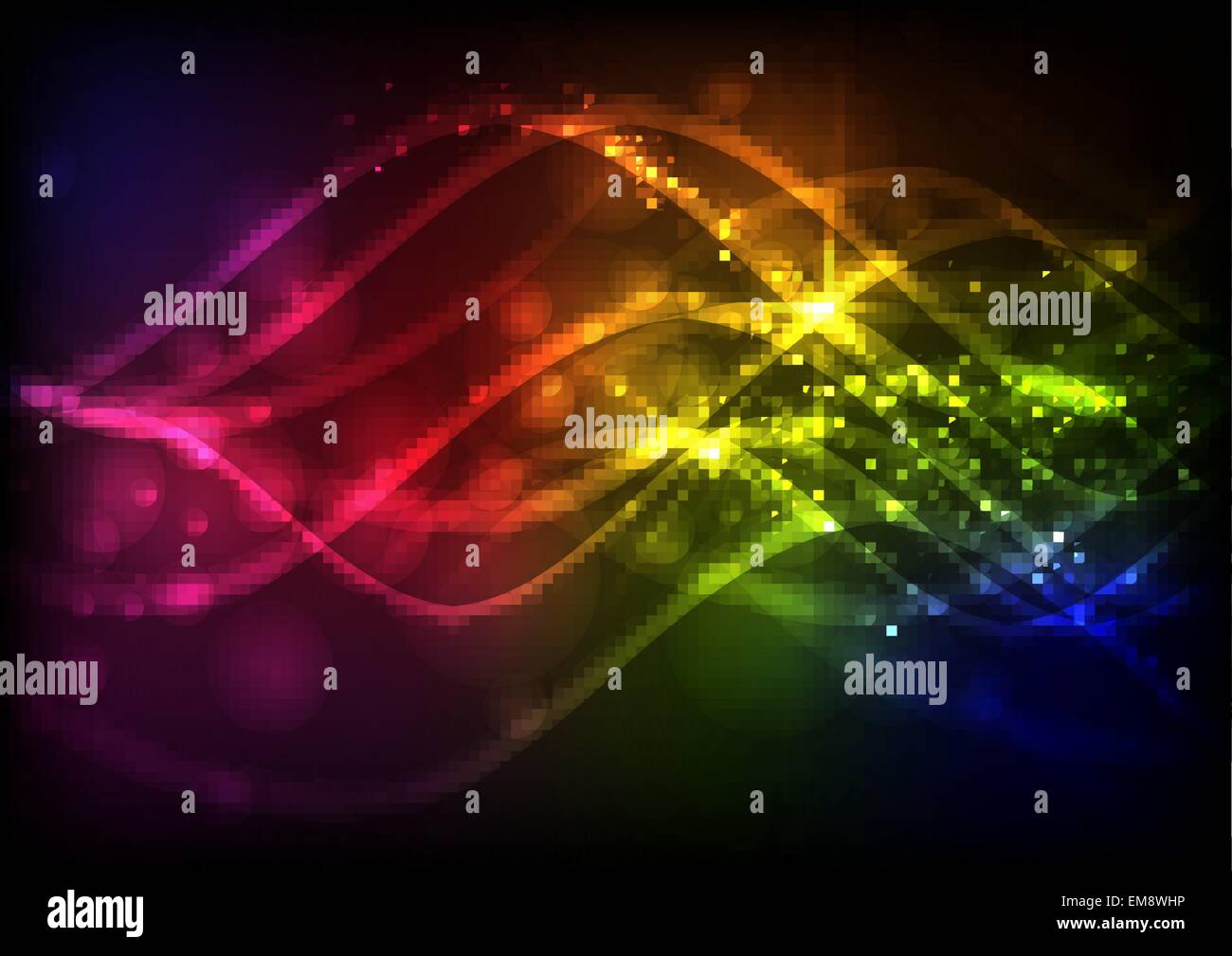 Abstract blue neon waves frame hi-res stock photography and images - Alamy
