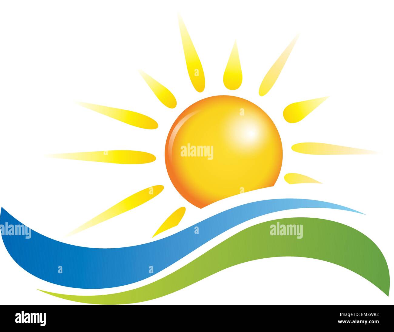 illustration of sunset view with island and sea beach Stock Vector ...