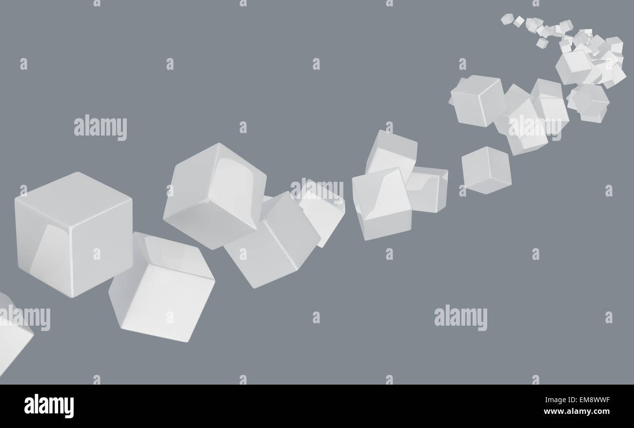 white cubes on gray background Stock Photo - Alamy
