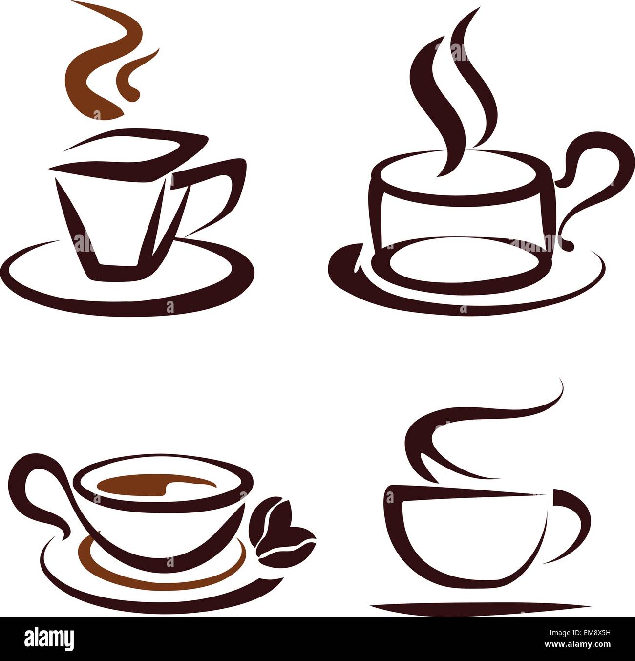vector set of coffee cups icons, stylized sketch symbols Stock Vector ...