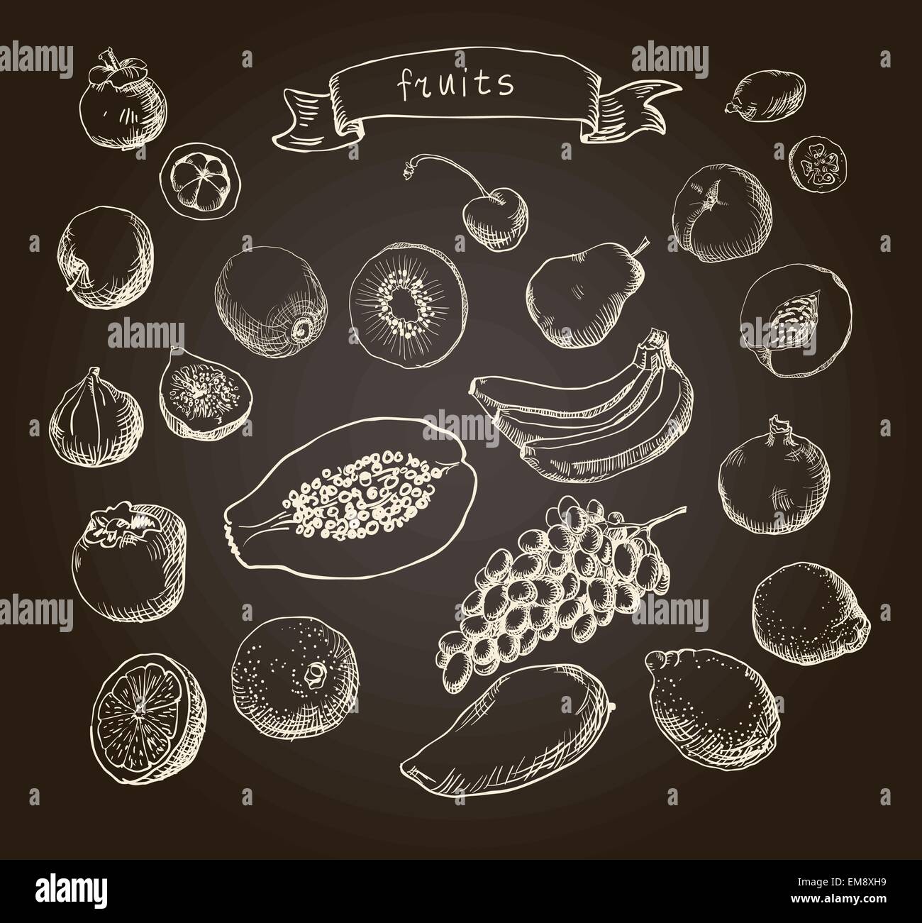 Hand drawing set fruits Stock Vector Images - Alamy