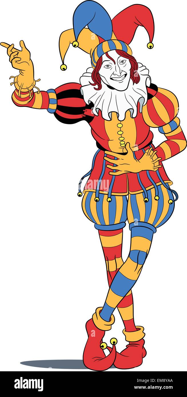 Jester in colorful costume taking a bow Stock Vector Image & Art - Alamy
