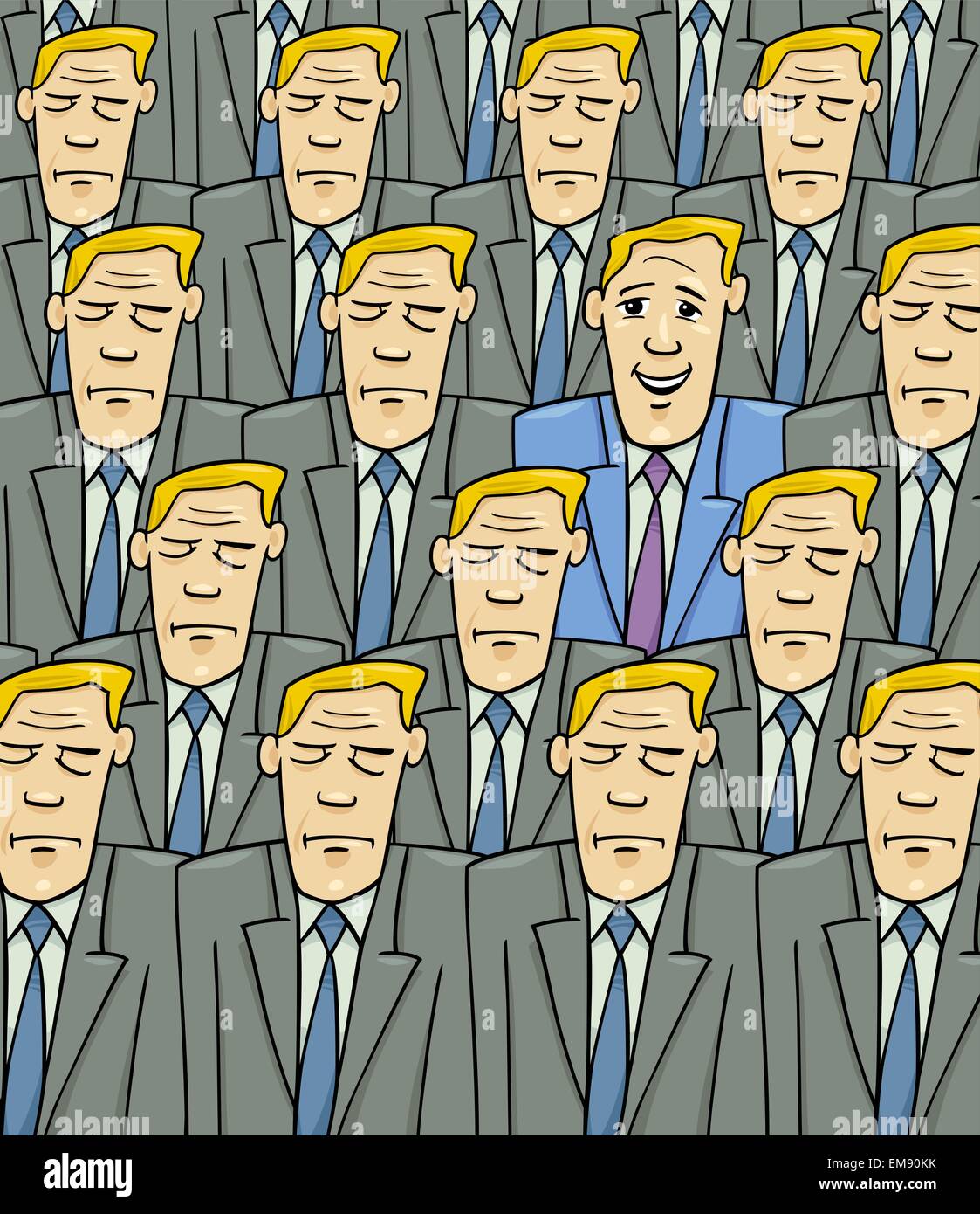 happy man in the sad crowd Stock Vector Image & Art - Alamy