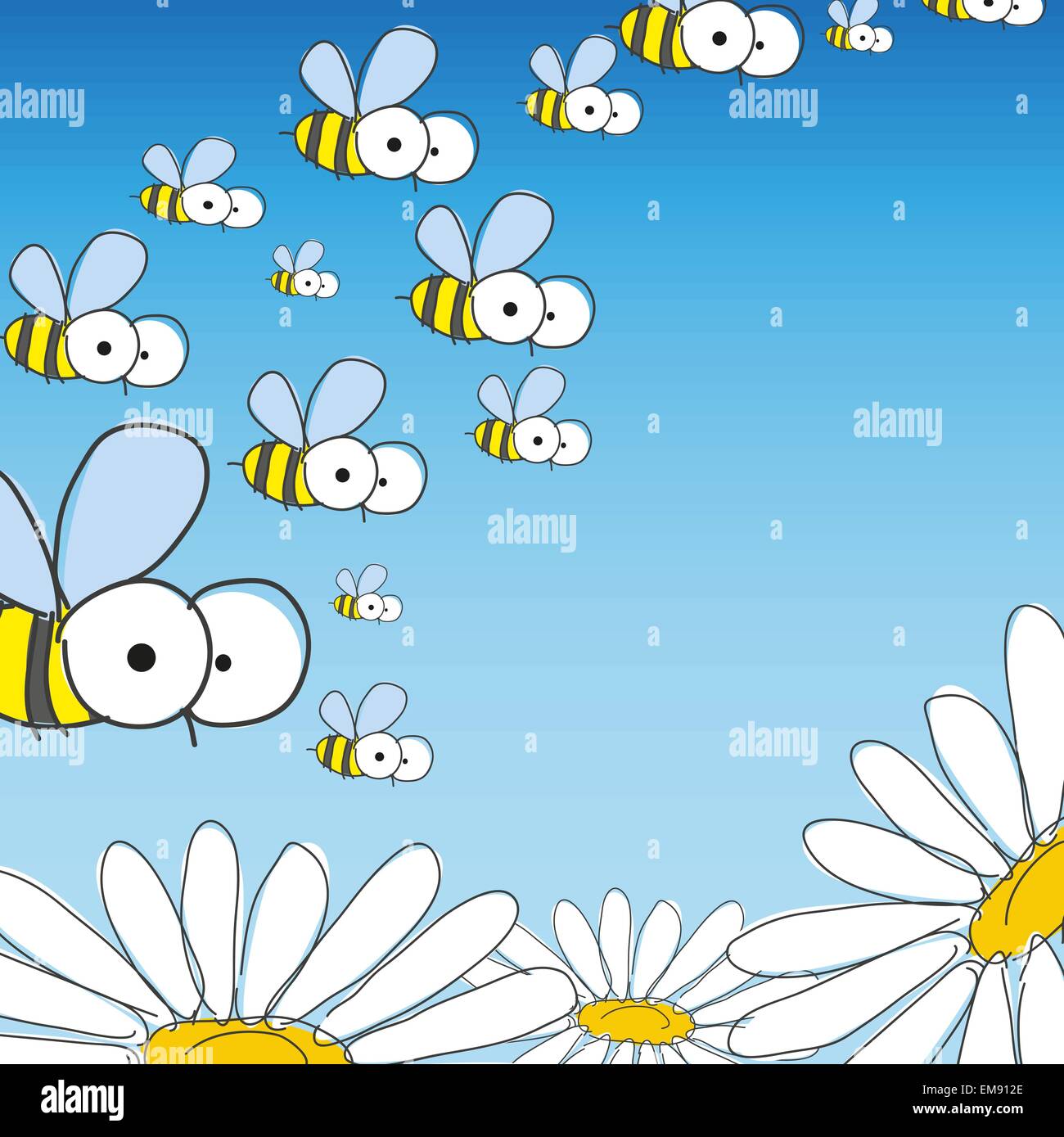 Bee And Daisy. Spring Background Stock Vector Image & Art - Alamy