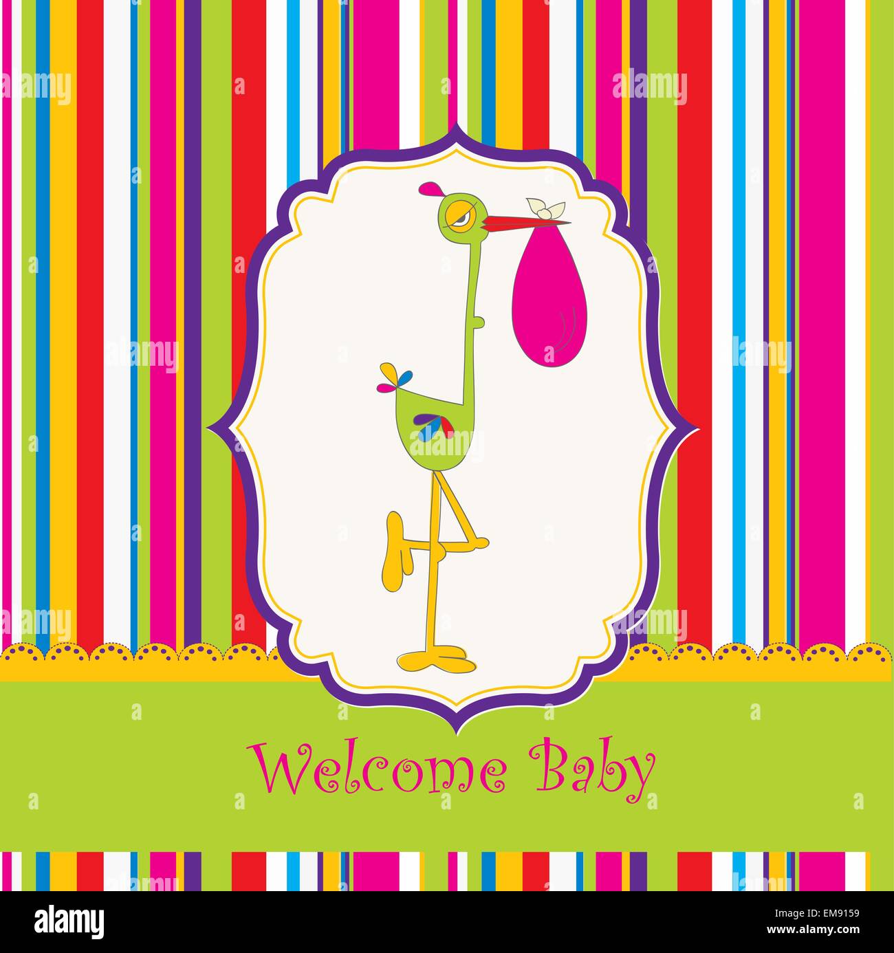 Baby shower card stork Stock Vector Images - Alamy