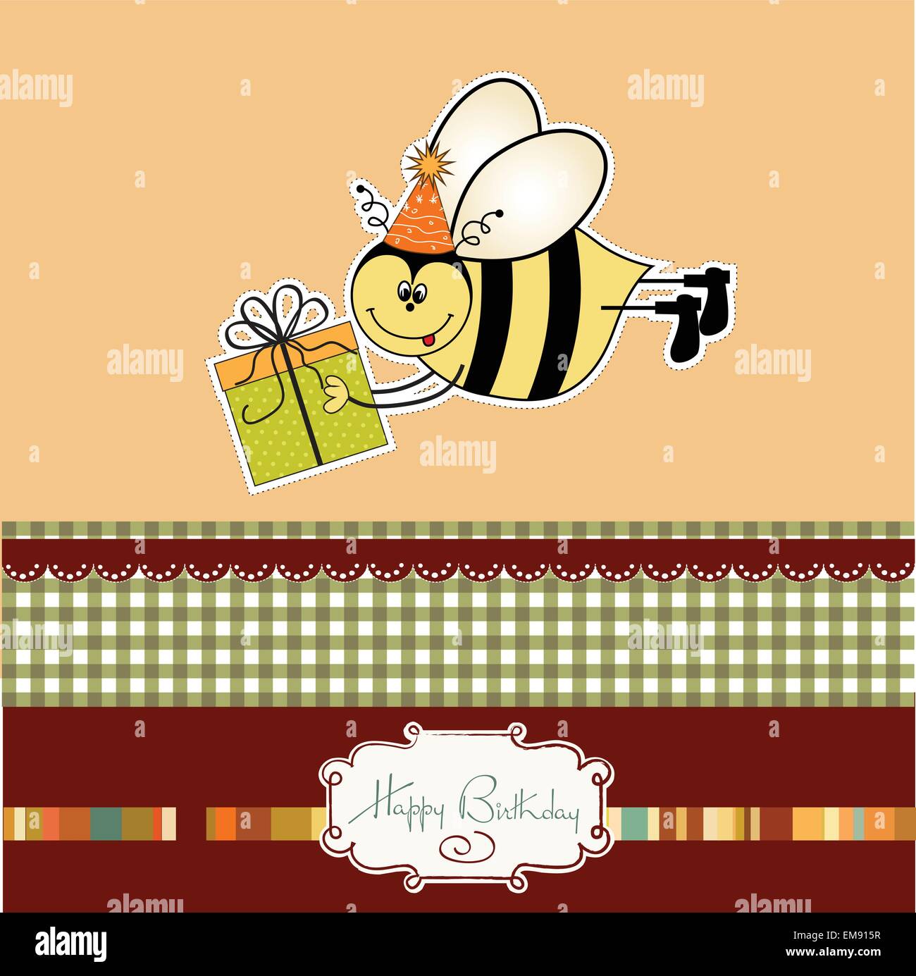 birthday card with bee Stock Vector Image & Art - Alamy